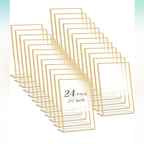 Party Supplies | 24 Pack Acrylic Sign Holder With Gold Borders With ...